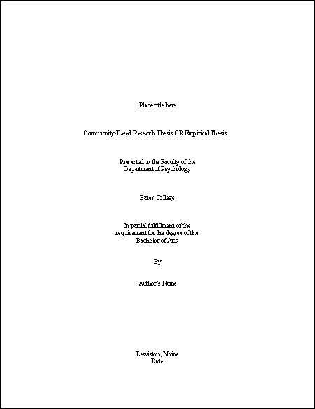 Thesis Title Page Template Psychology Bates College