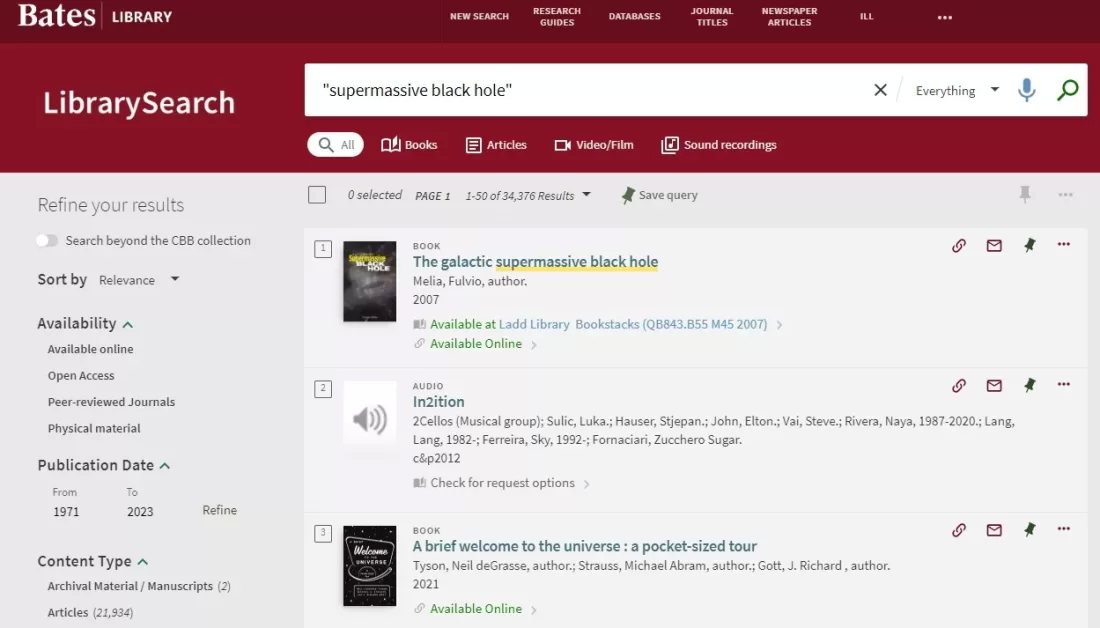 Introduction to LibrarySearch Videos | Library | Bates College