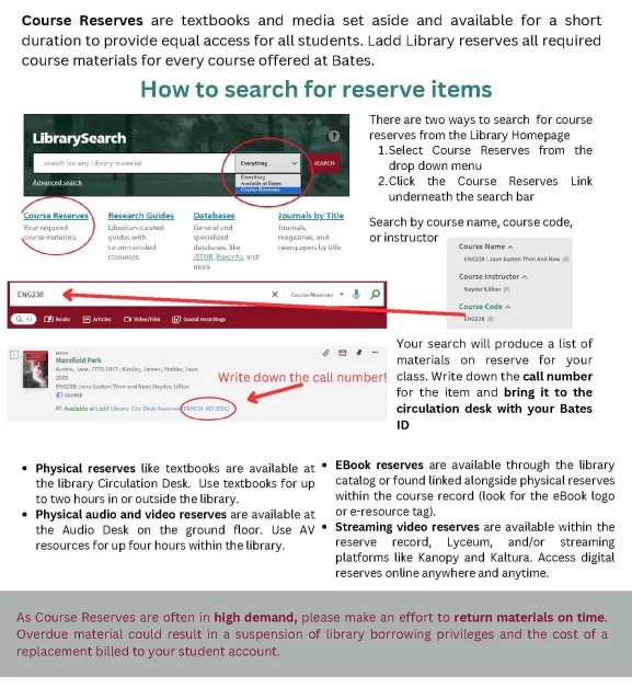 Course Reserves Guide for Students | Library | Bates College