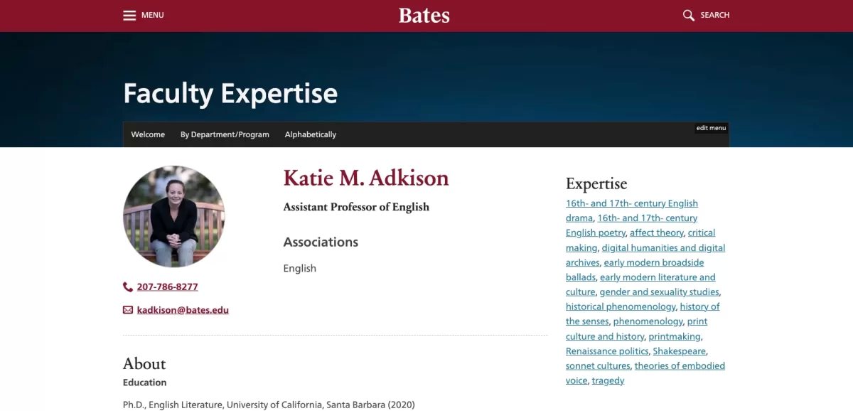 Faculty Expertise: Profiles | WordPress Community of Practice | Bates ...